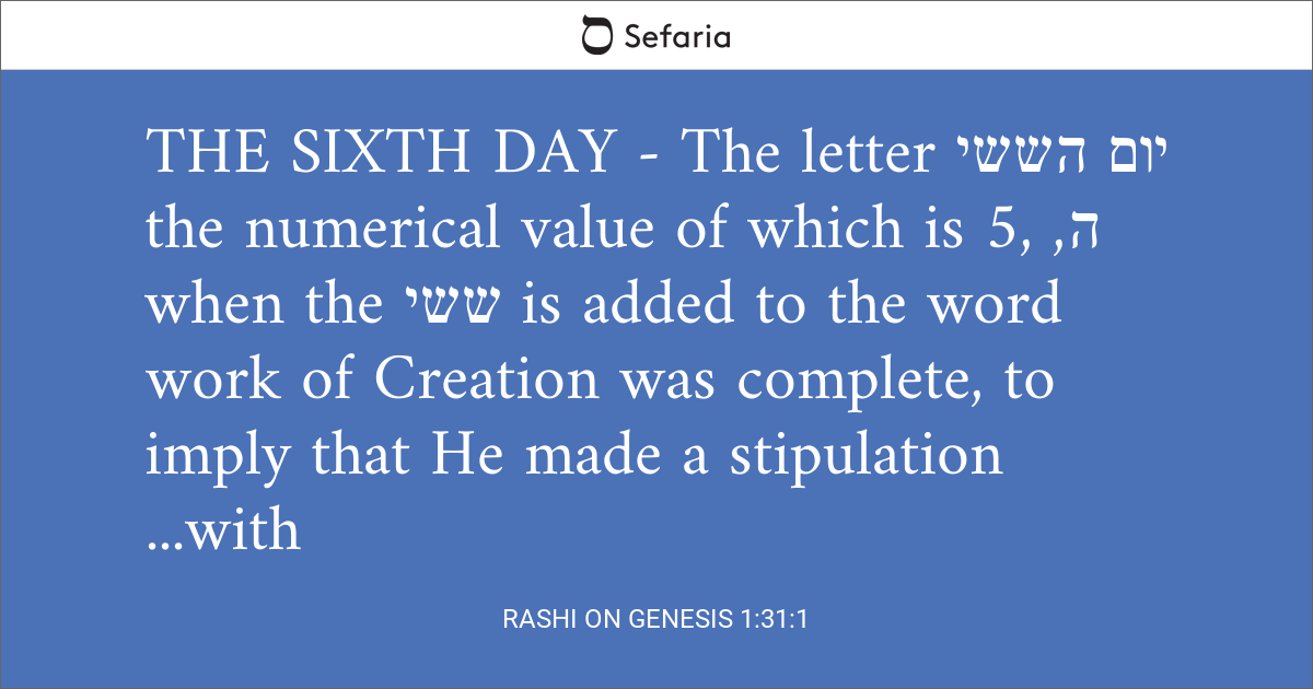 Rashi on Genesis 1:31:1