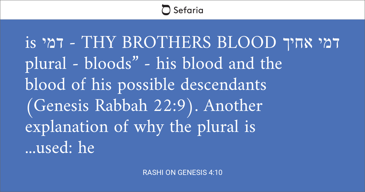 Rashi on Genesis 4:10