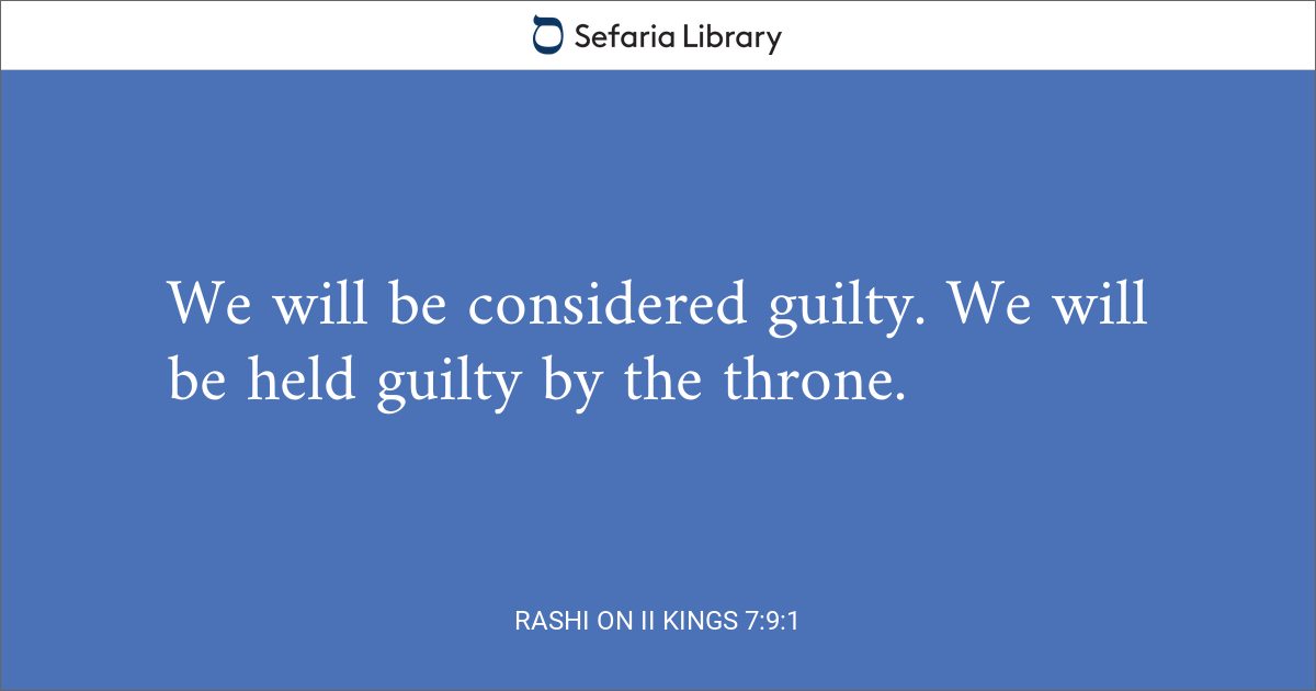 Rashi on II Kings 7:9:1 | Sefaria Library