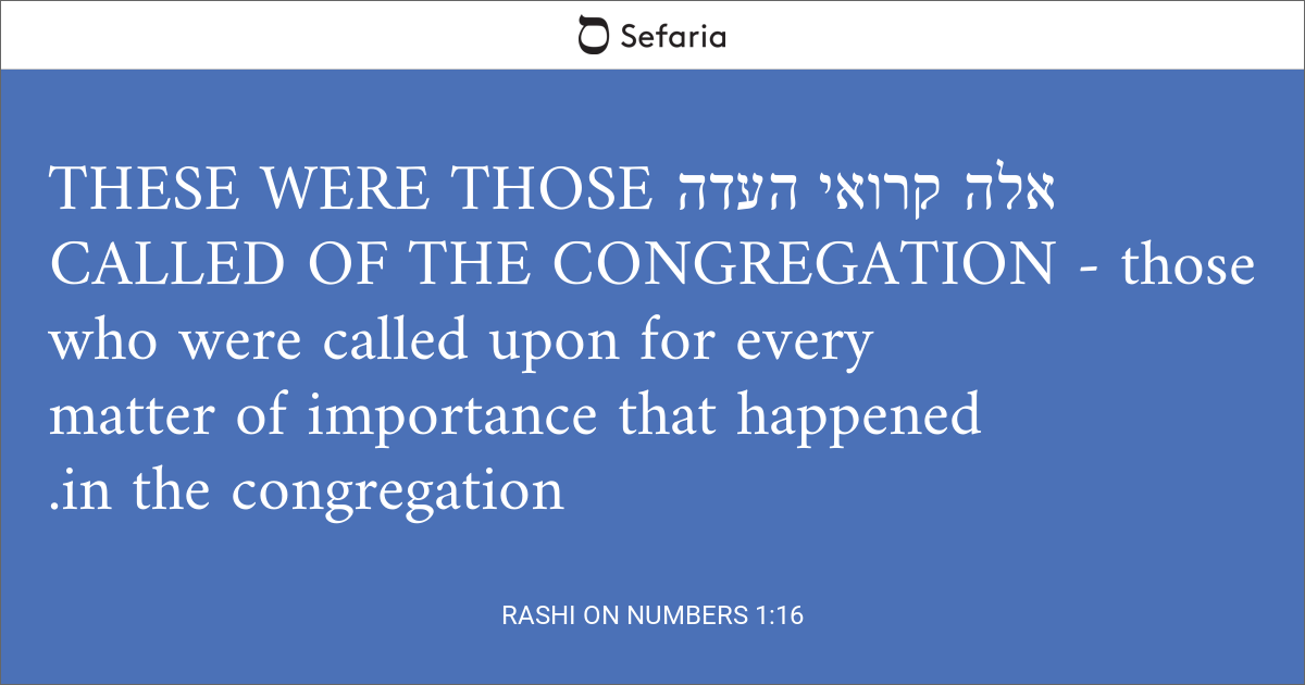 Rashi on Numbers 1:16