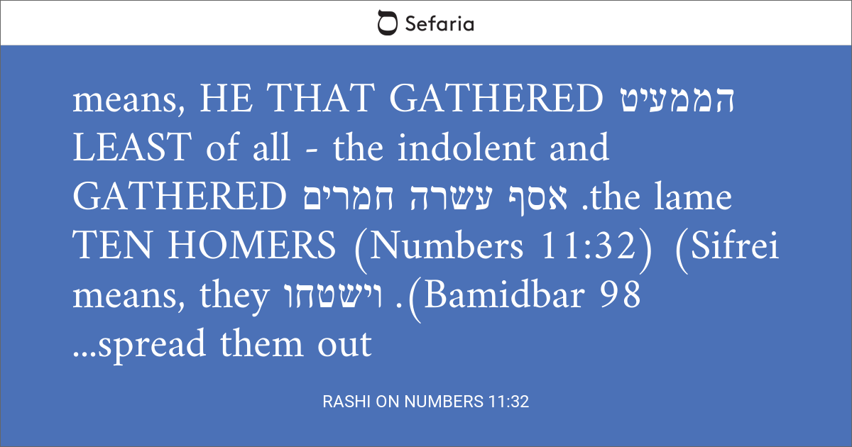 Rashi on Numbers 11:32