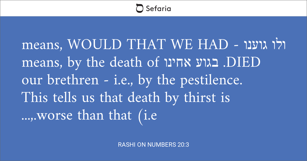 Rashi on Numbers 20:3