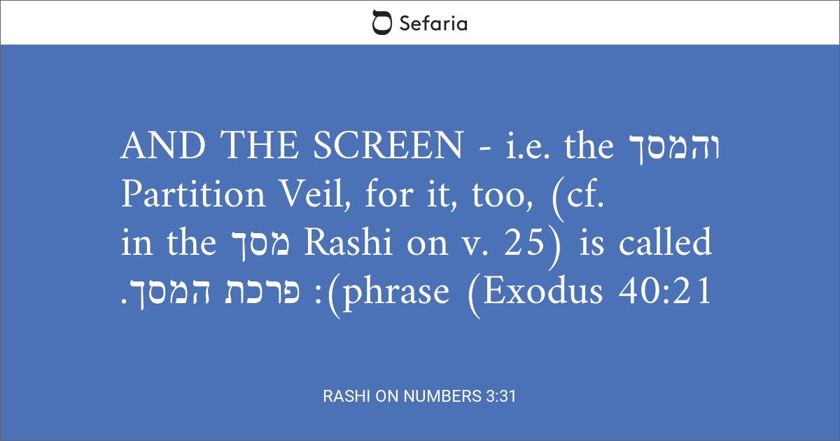 Rashi on Numbers 3:31