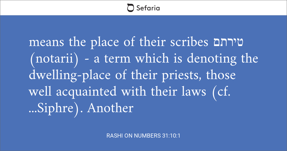 Rashi on Numbers 31:10:1