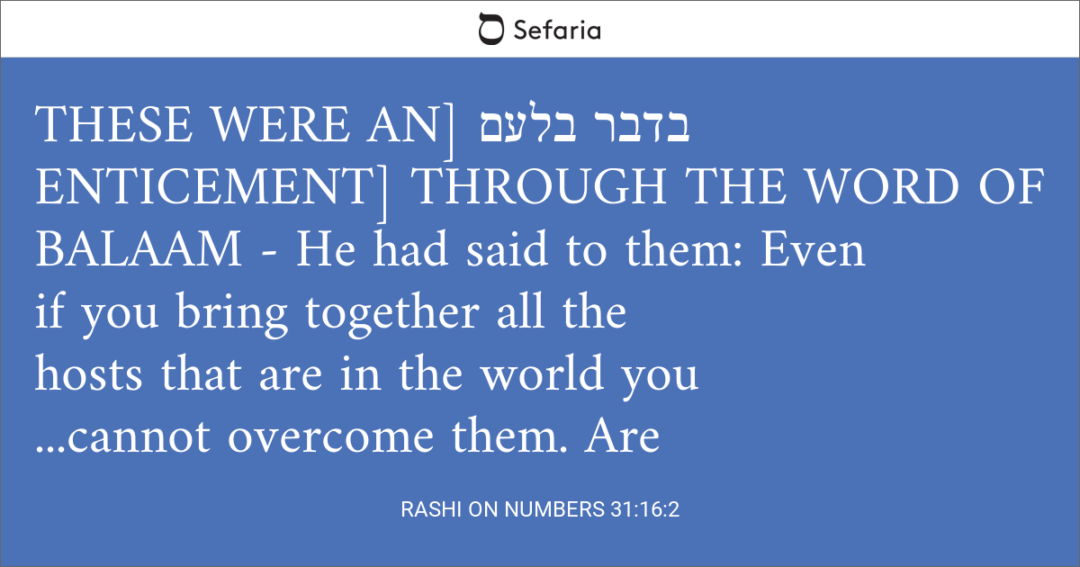Rashi On Numbers 31 16 2