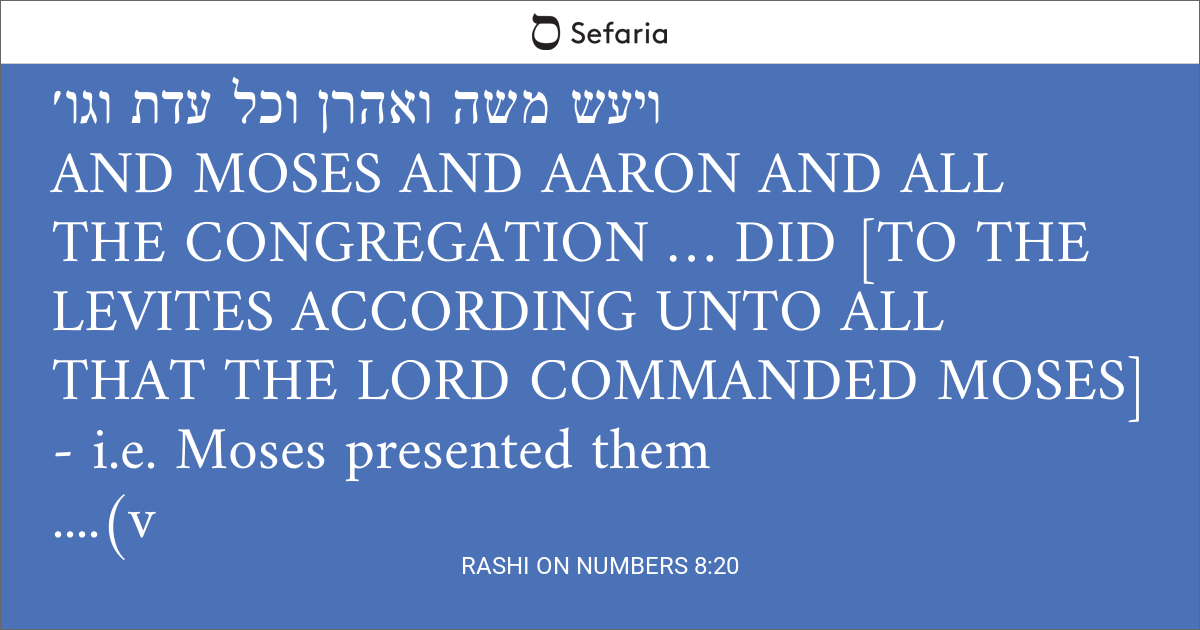 Rashi on Numbers 8:20