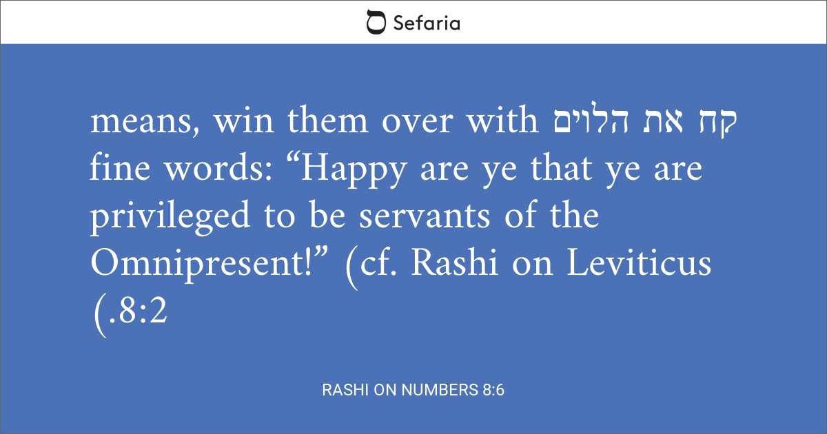 Rashi on Numbers 8:6 | Sefaria Library