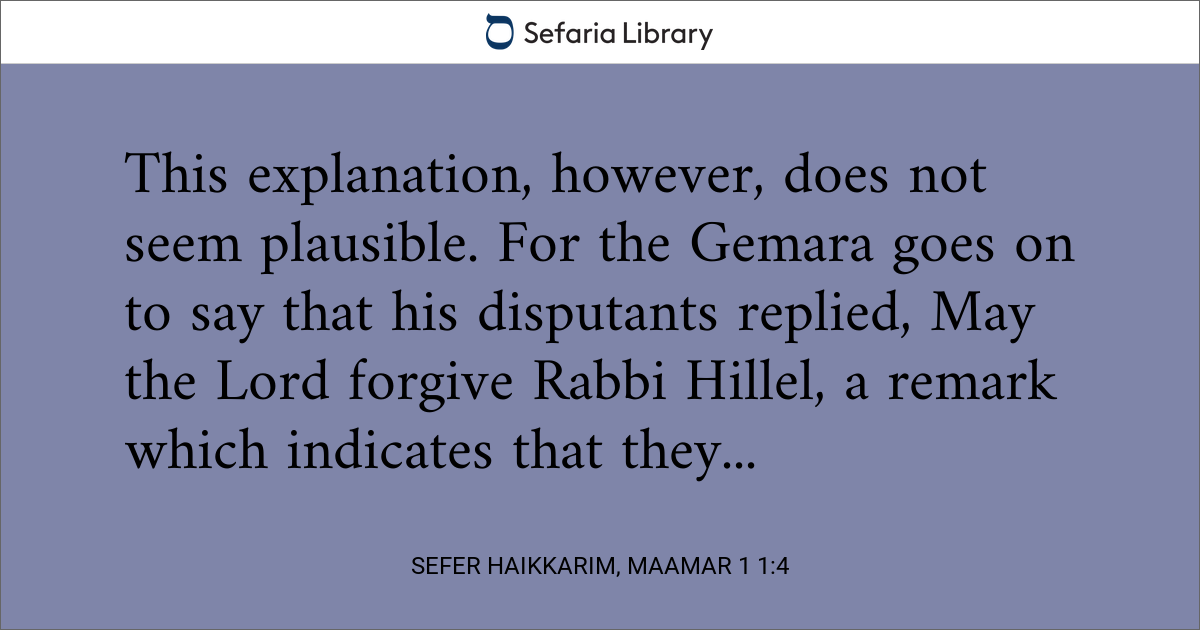 Sefer HaIkkarim, Maamar 1 1:4 | Sefaria Library