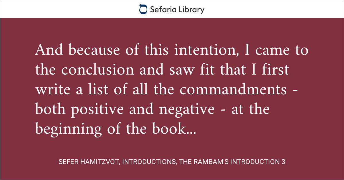 Sefer HaMitzvot, Introductions, The Rambam's Introduction 3