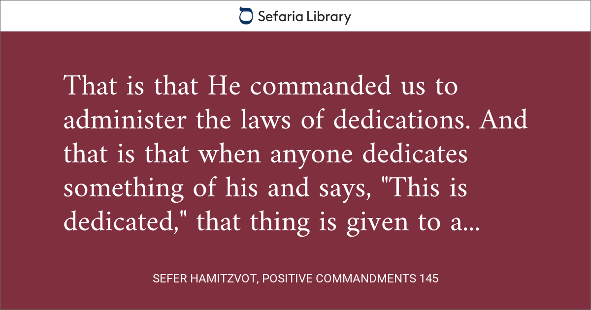 Sefer HaMitzvot, Positive Commandments 145 | Sefaria Library