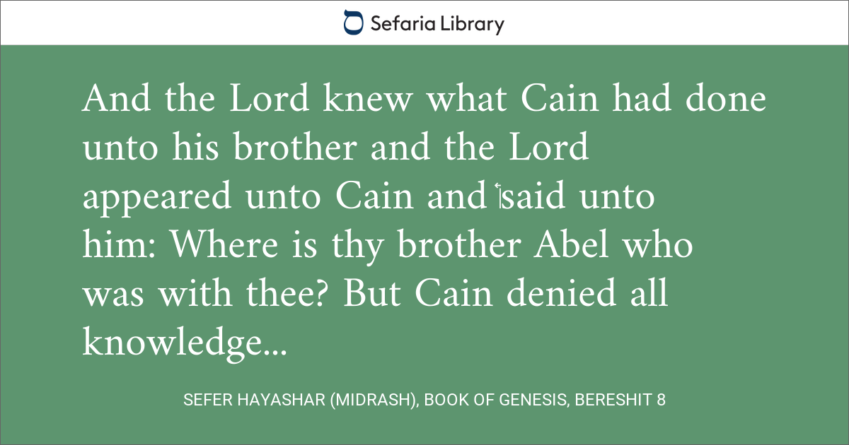 Sefer HaYashar (midrash), Book of Genesis, Bereshit 8 | Sefaria Library