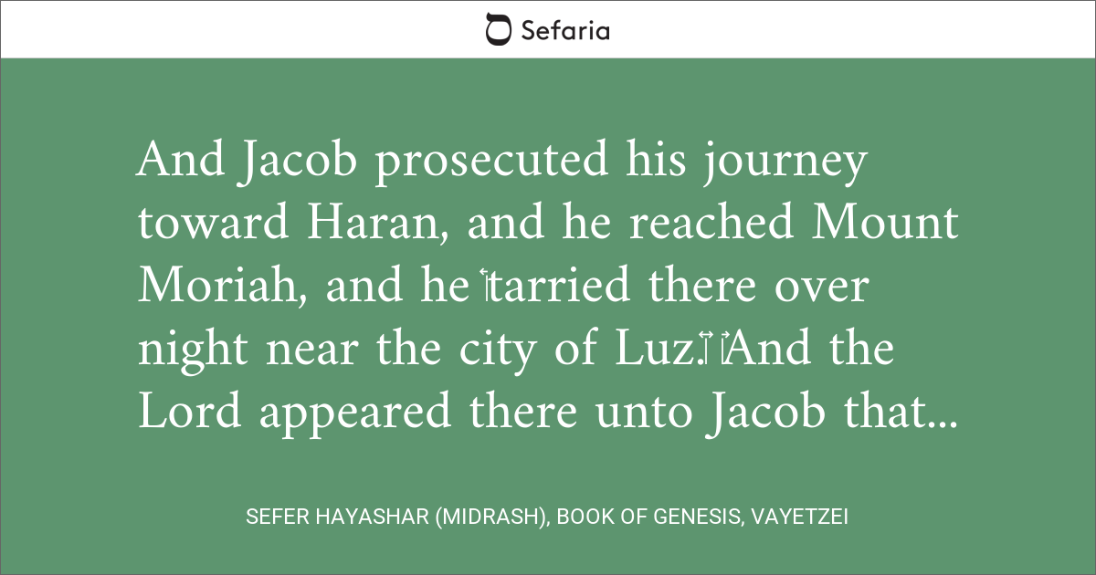 Sefer Hayashar Midrash Book Of Genesis Vayetzei