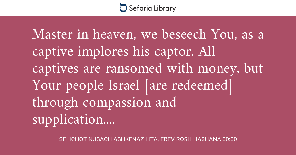 Selichot Nusach Ashkenaz Lita, Erev Rosh Hashana 30:30 | Sefaria Library