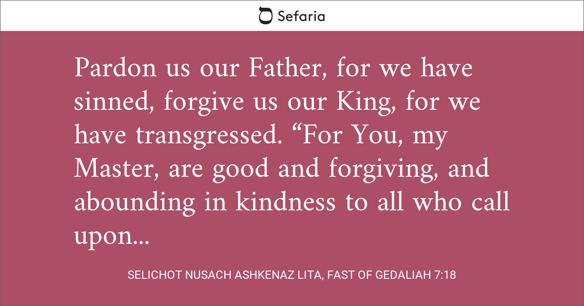 Selichot Nusach Ashkenaz Lita, Fast of Gedaliah 7:18