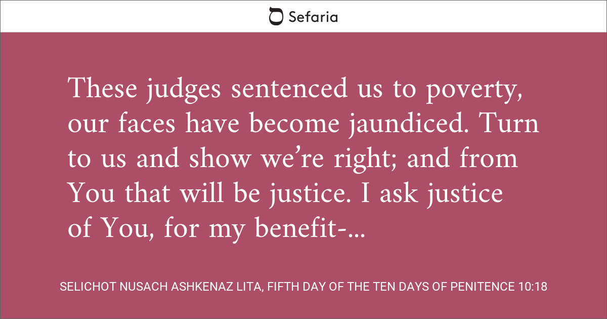 Selichot Nusach Ashkenaz Lita, Fifth Day of the Ten Days of Penitence 10:18