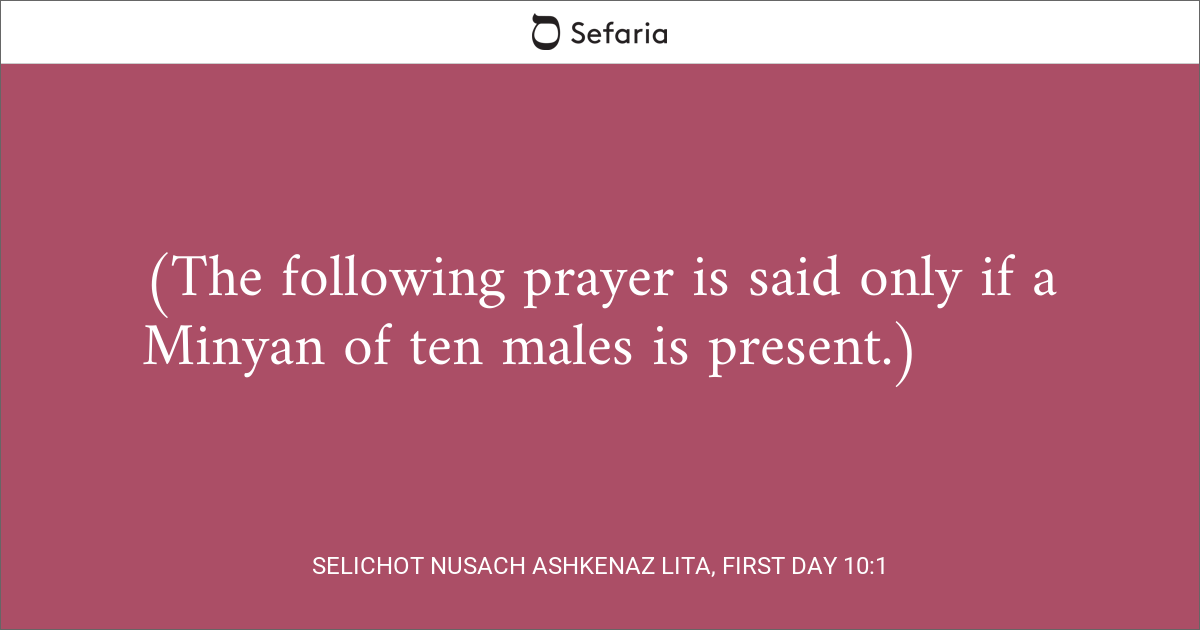 Selichot Nusach Ashkenaz Lita, First Day 10:1