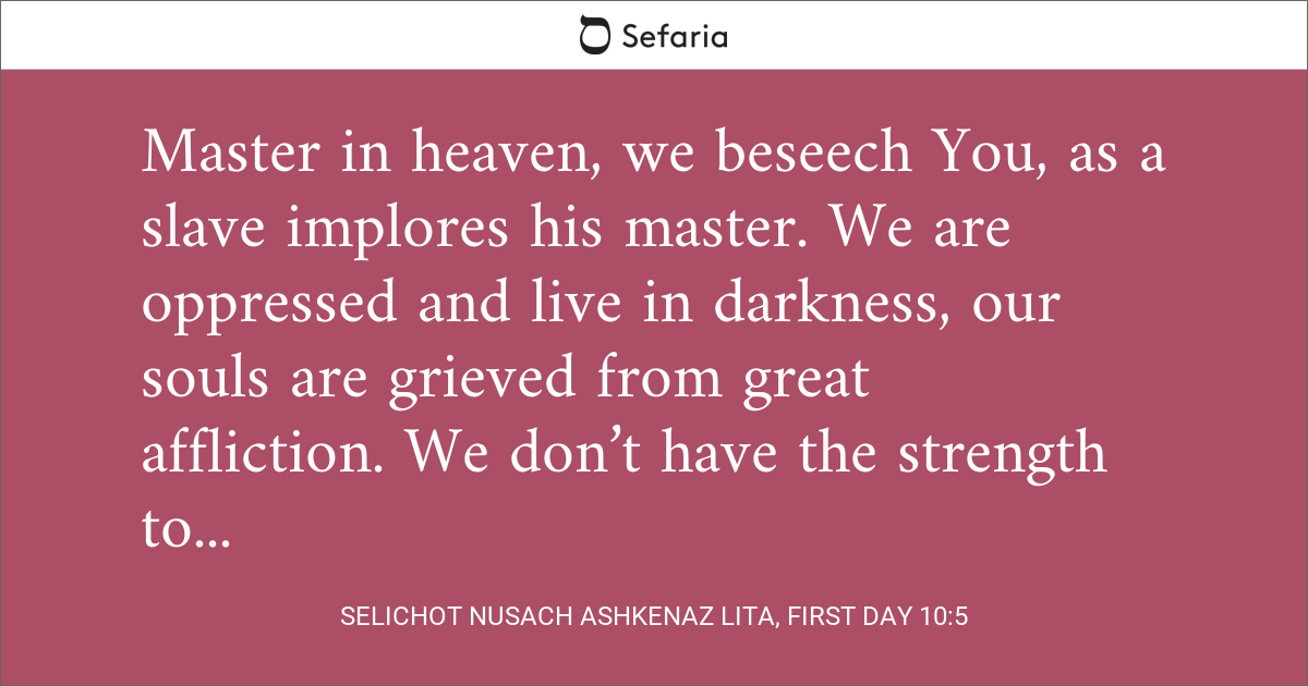 Selichot Nusach Ashkenaz Lita, First Day 10:5