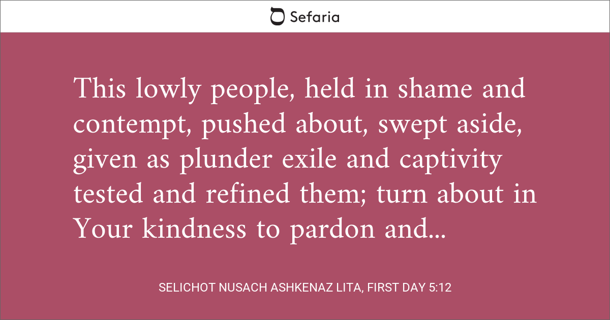 Selichot Nusach Ashkenaz Lita, First Day 5:12