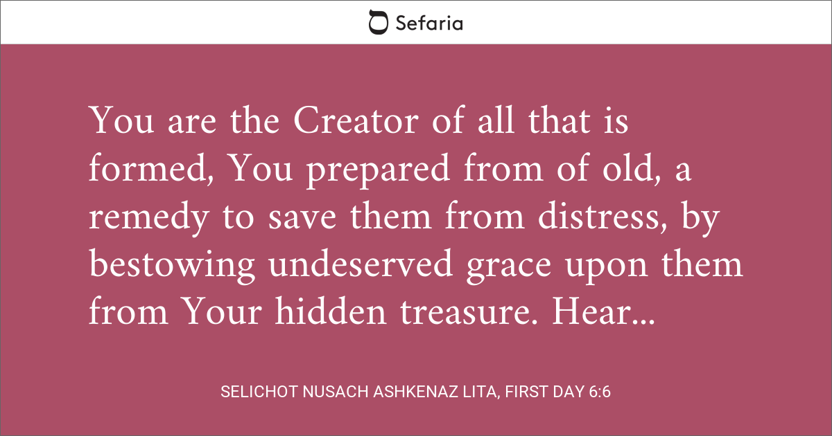Selichot Nusach Ashkenaz Lita, First Day 6:6