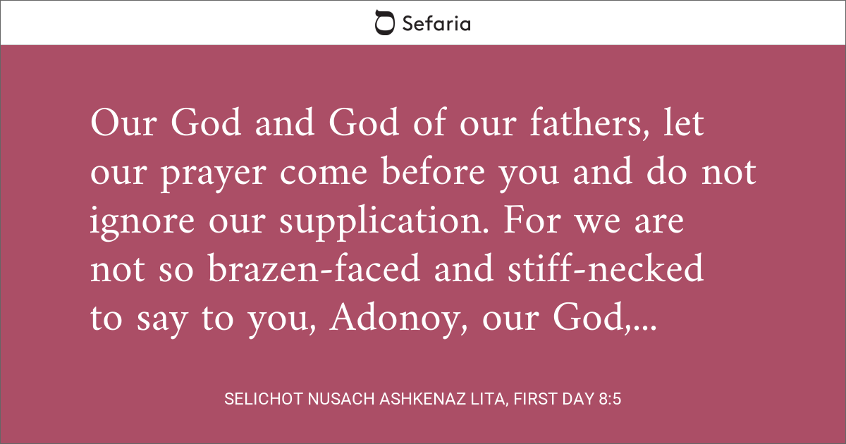 Selichot Nusach Ashkenaz Lita, First Day 8:5