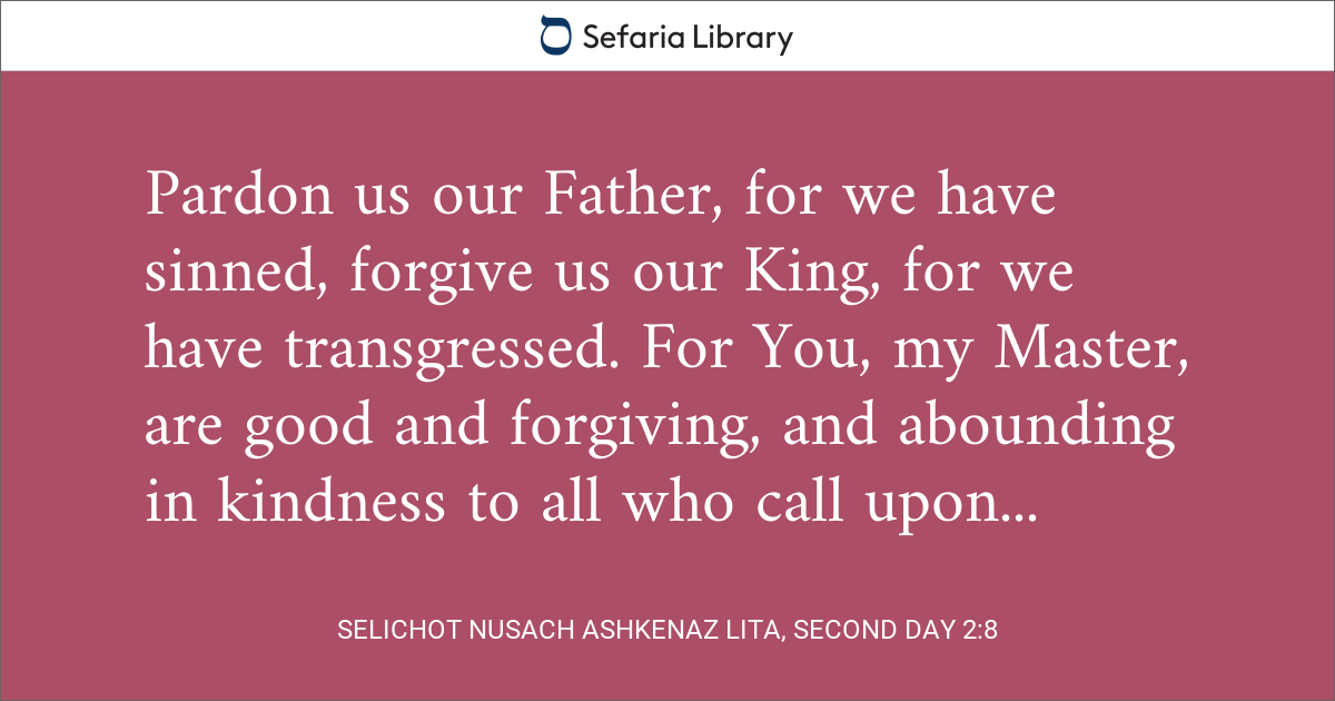 Selichot Nusach Ashkenaz Lita, Second Day 2:8 | Sefaria Library