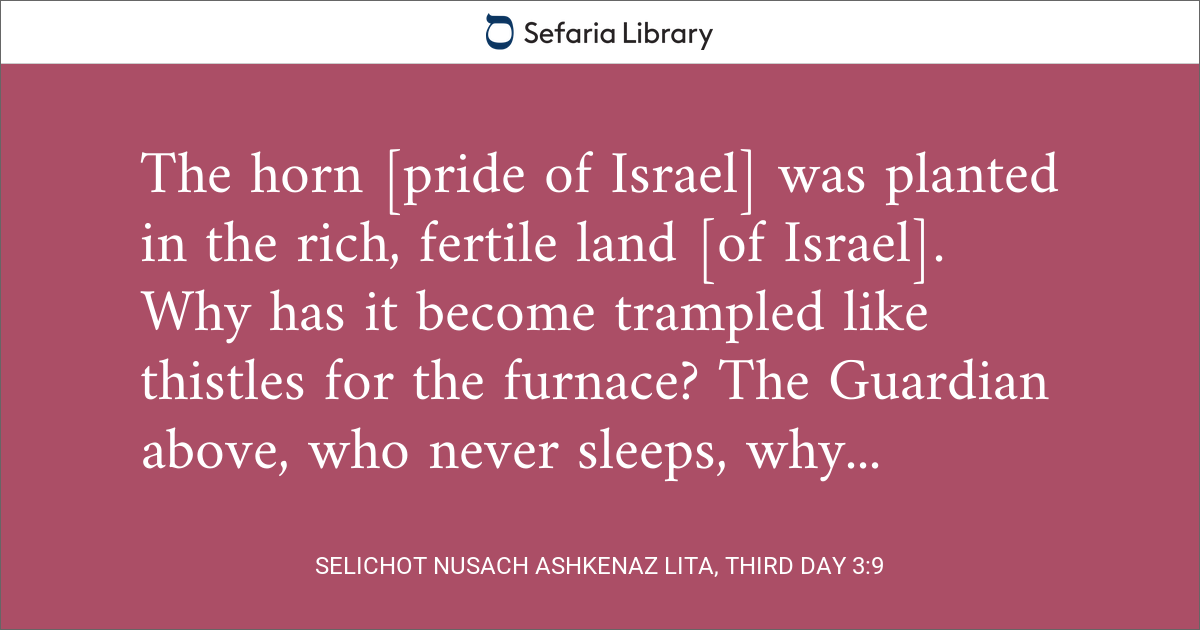 Selichot Nusach Ashkenaz Lita, Third Day 3:9 | Sefaria Library