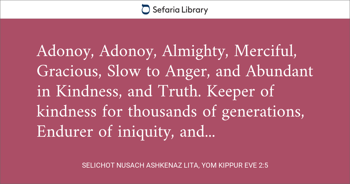 Selichot Nusach Ashkenaz Lita, Yom Kippur Eve 2:5 | Sefaria Library