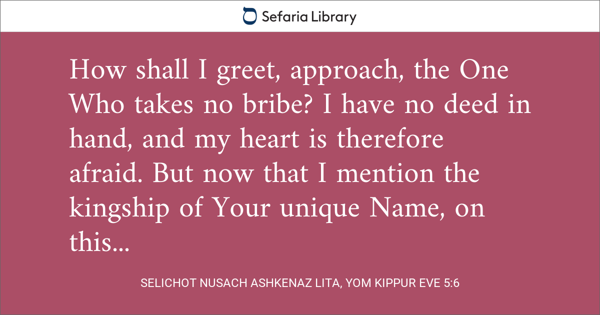 Selichot Nusach Ashkenaz Lita, Yom Kippur Eve 5:6 | Sefaria Library
