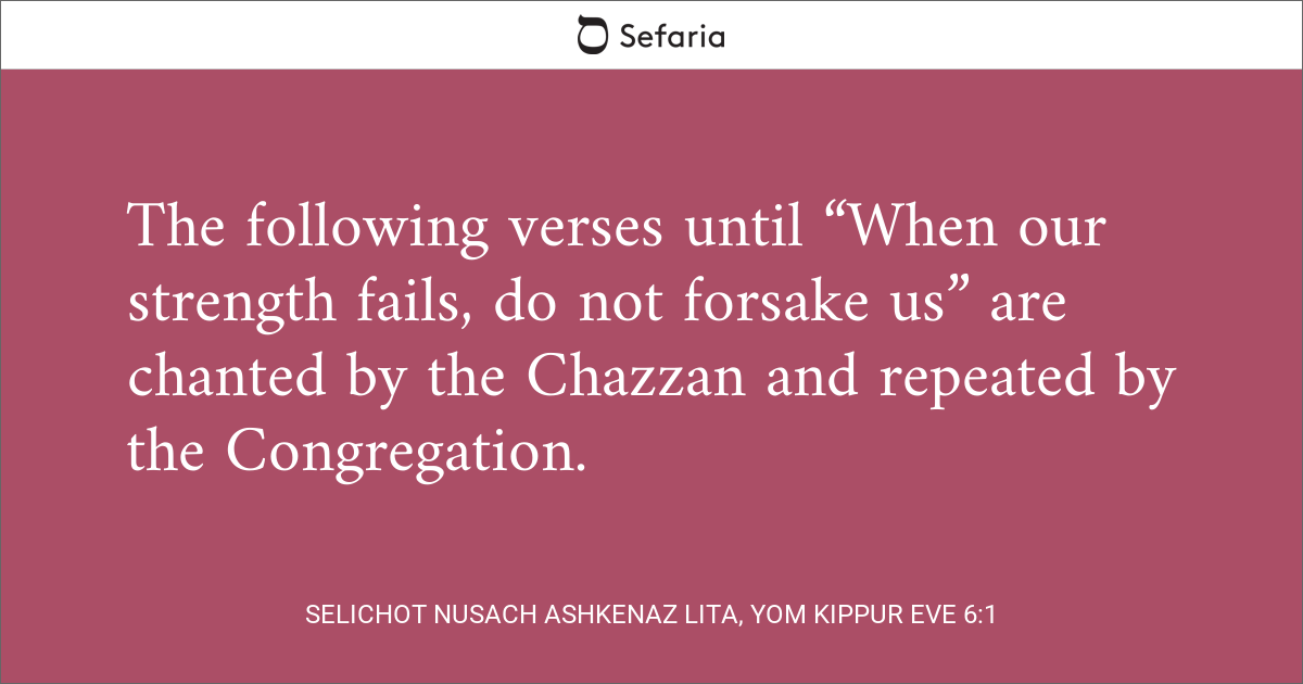 Selichot Nusach Ashkenaz Lita, Yom Kippur Eve 6:1