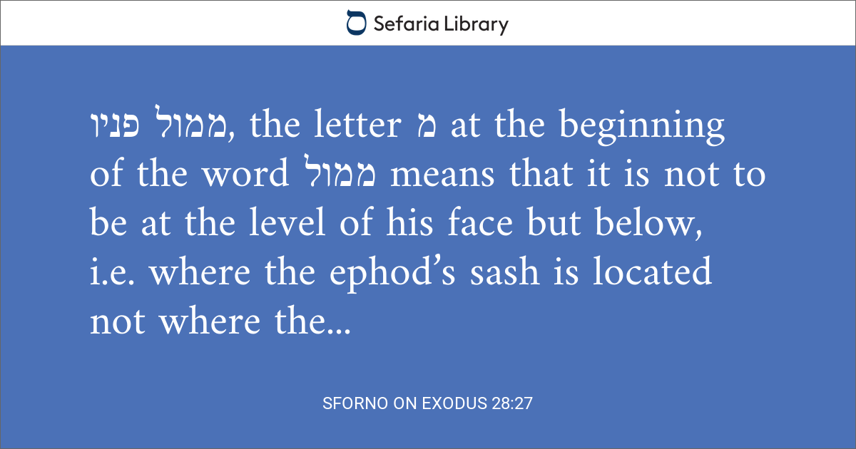 Sforno on Exodus 28:27 | Sefaria Library