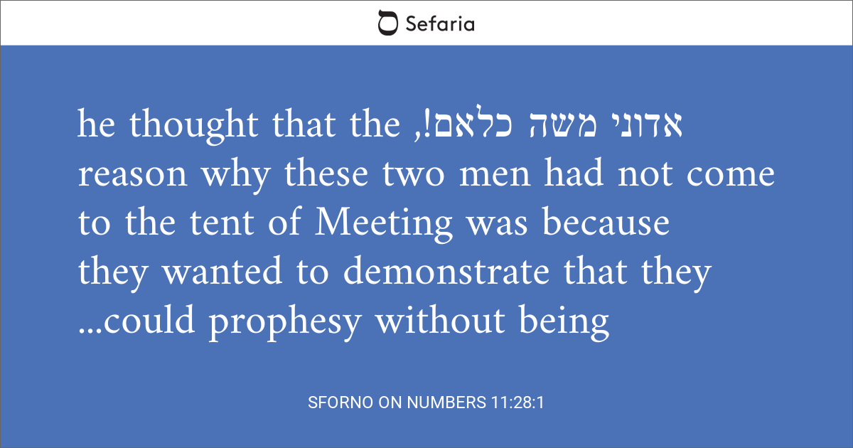 Sforno on Numbers 11:28:1