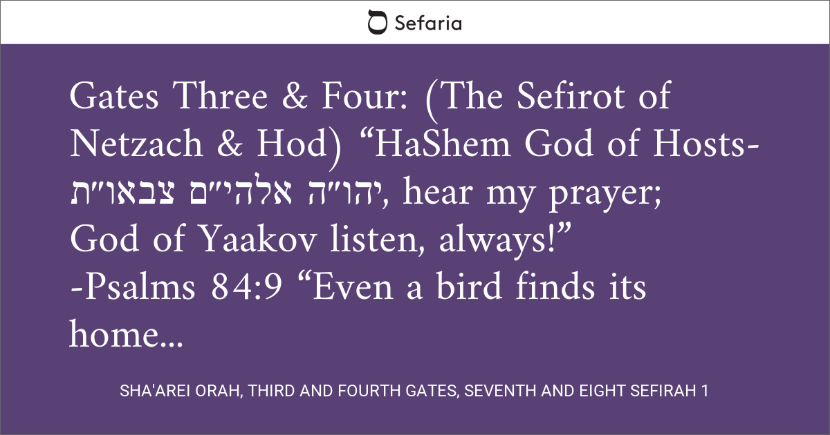 Sha'arei Orah, Third and Fourth Gates, Seventh and Eight Sefirah 1