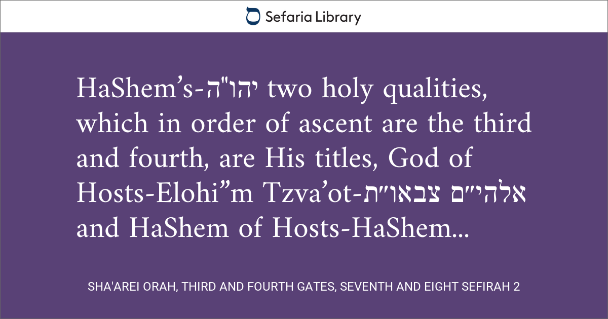 Sha'arei Orah, Third and Fourth Gates, Seventh and Eight Sefirah 2 ...