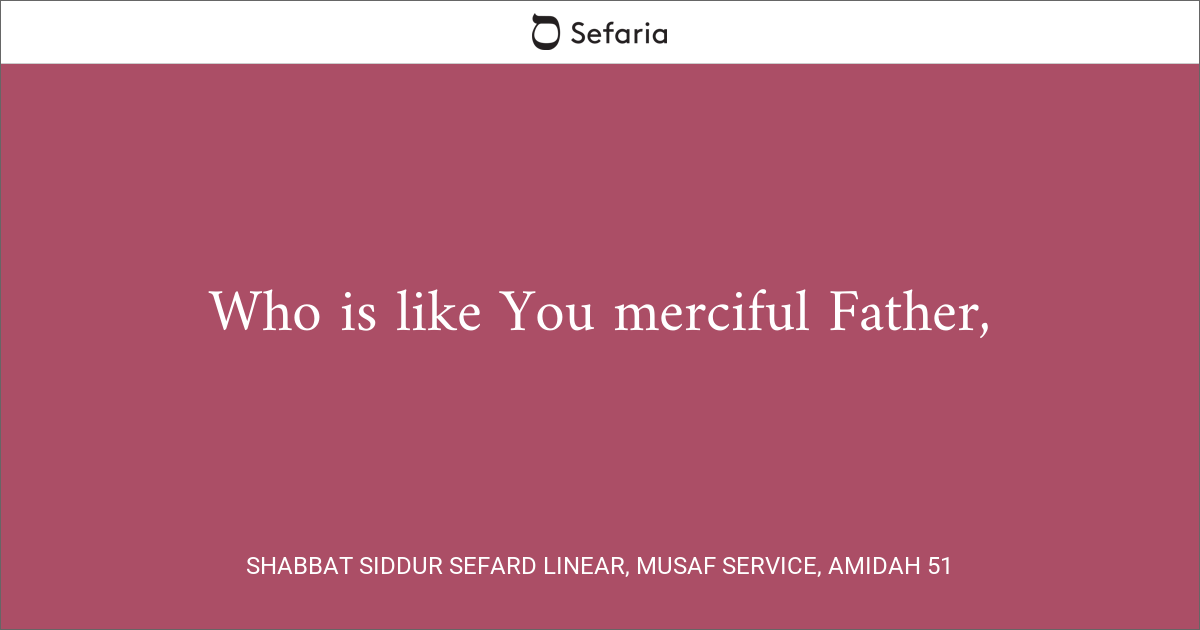 Shabbat Siddur Sefard Linear, Musaf Service, Amidah 51