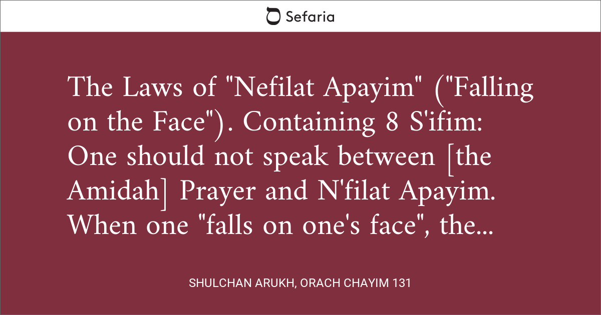 Shulchan Arukh, Orach Chayim 131