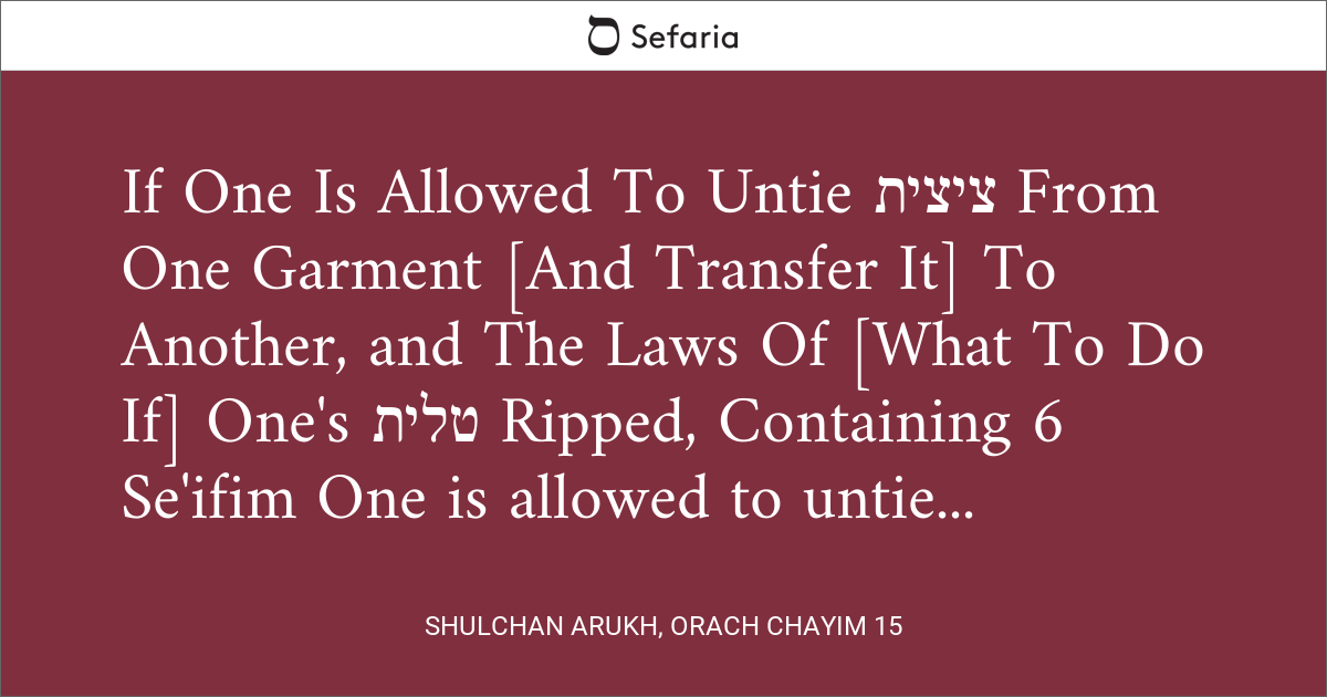 Shulchan Arukh, Orach Chayim 15