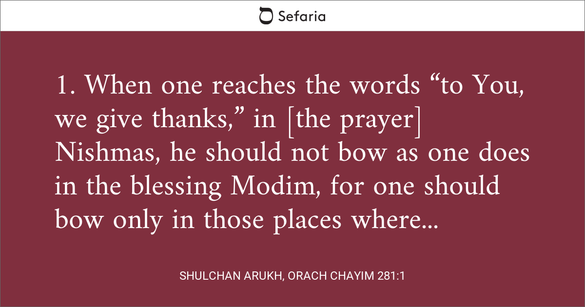 Shulchan Arukh, Orach Chayim 281:1