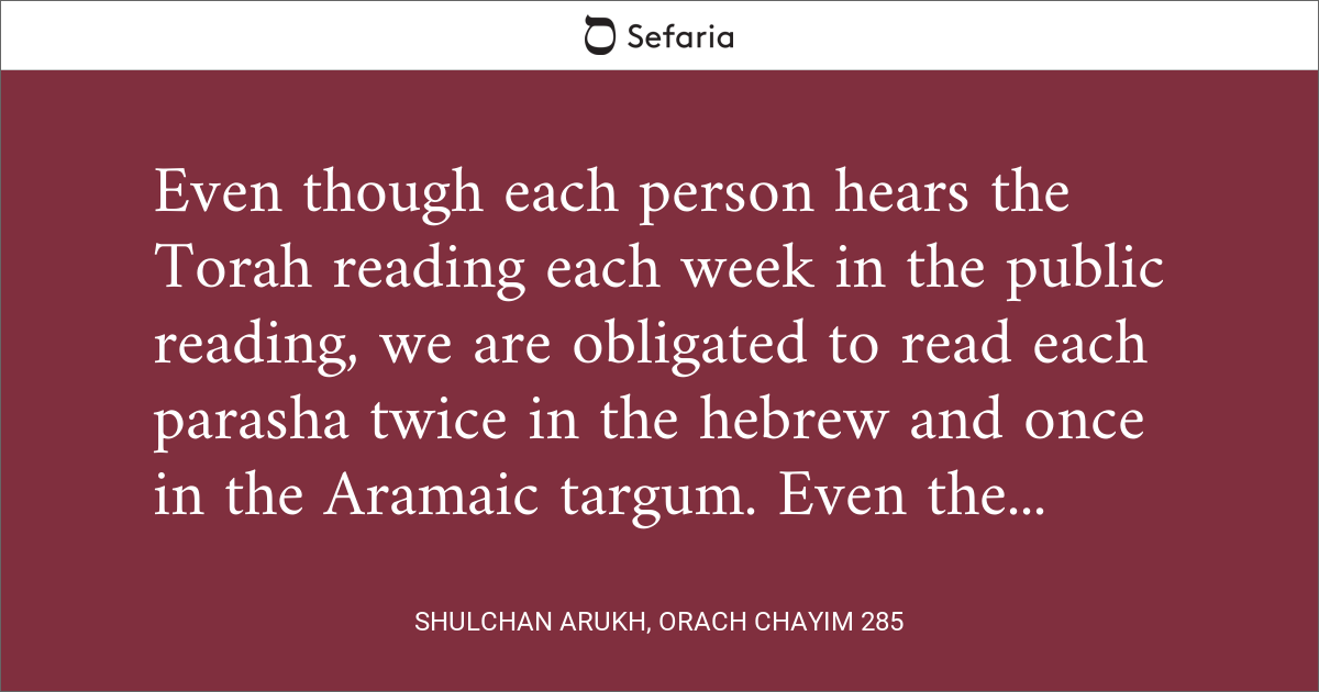 Shulchan Arukh, Orach Chayim 285