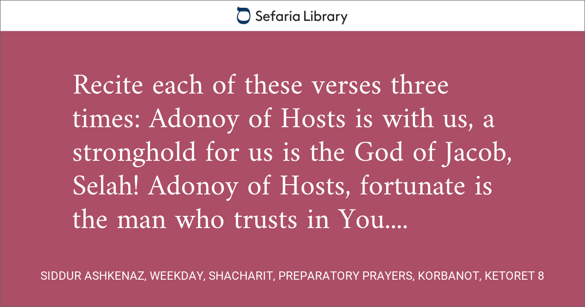 Siddur Ashkenaz, Weekday, Shacharit, Preparatory Prayers, Korbanot ...