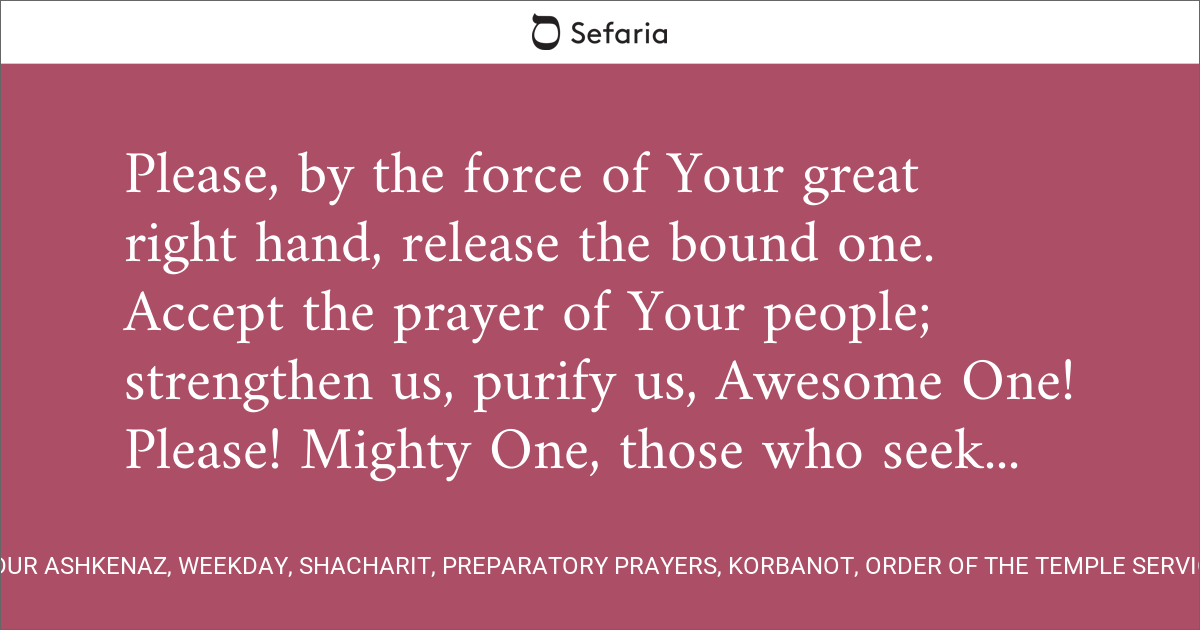 Siddur Ashkenaz, Weekday, Shacharit, Preparatory Prayers, Korbanot ...