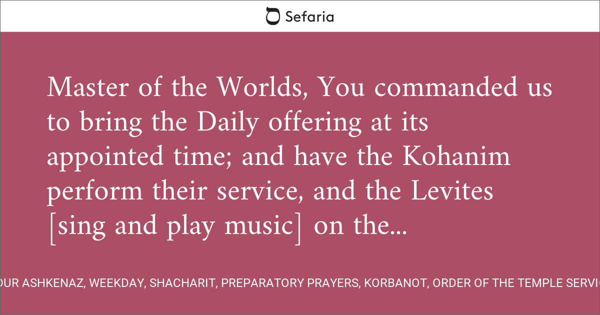 Siddur Ashkenaz, Weekday, Shacharit, Preparatory Prayers, Korbanot ...