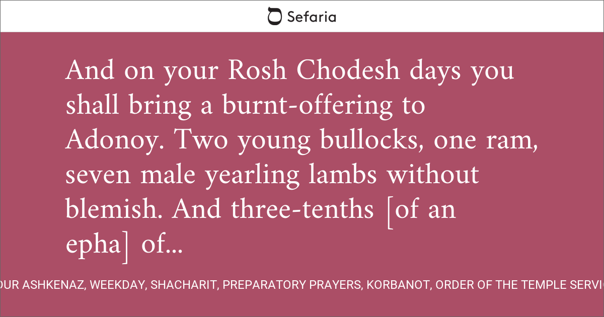 Siddur Ashkenaz, Weekday, Shacharit, Preparatory Prayers, Korbanot ...