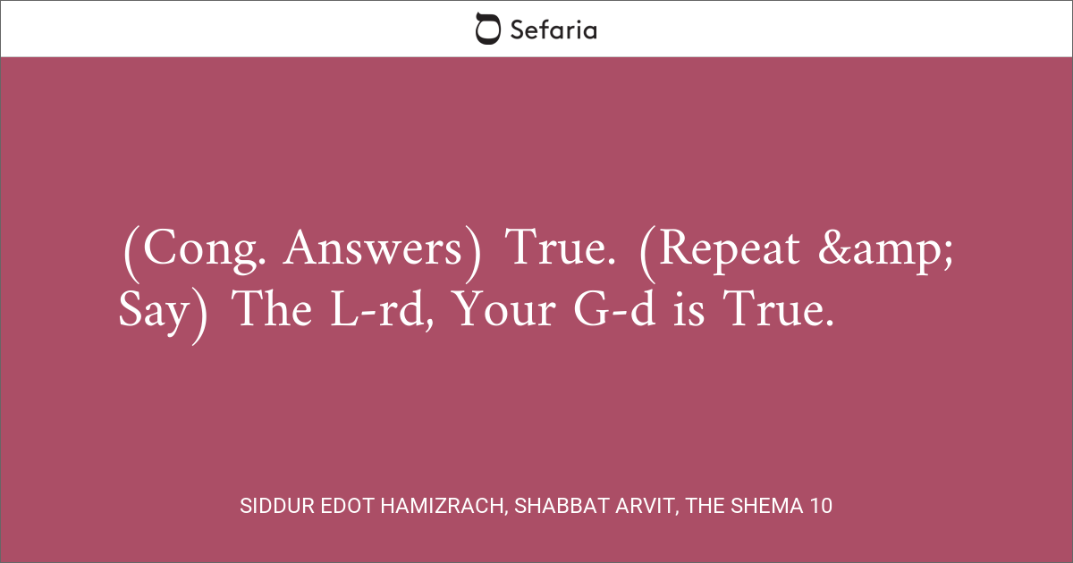 Siddur Edot HaMizrach, Shabbat Arvit, The Shema 10