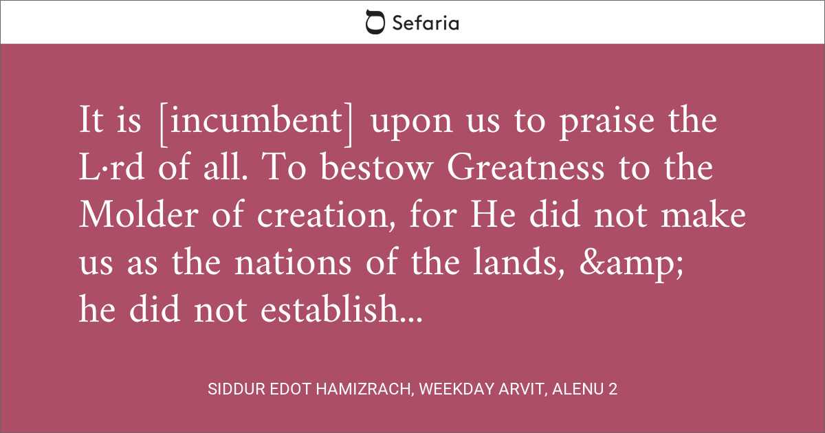 Siddur Edot HaMizrach, Weekday Arvit, Alenu 2