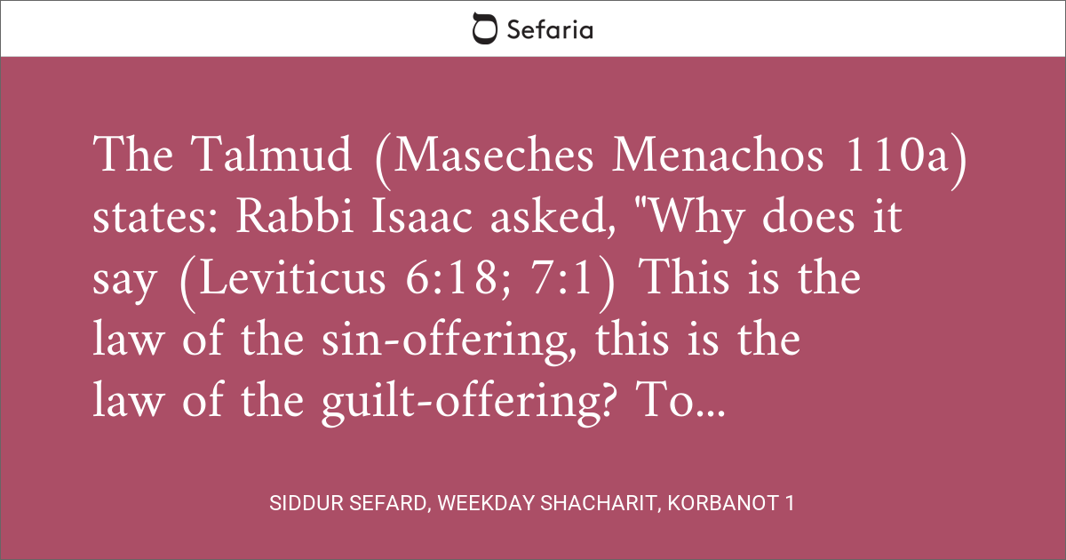 Siddur Sefard, Weekday Shacharit, Korbanot 1