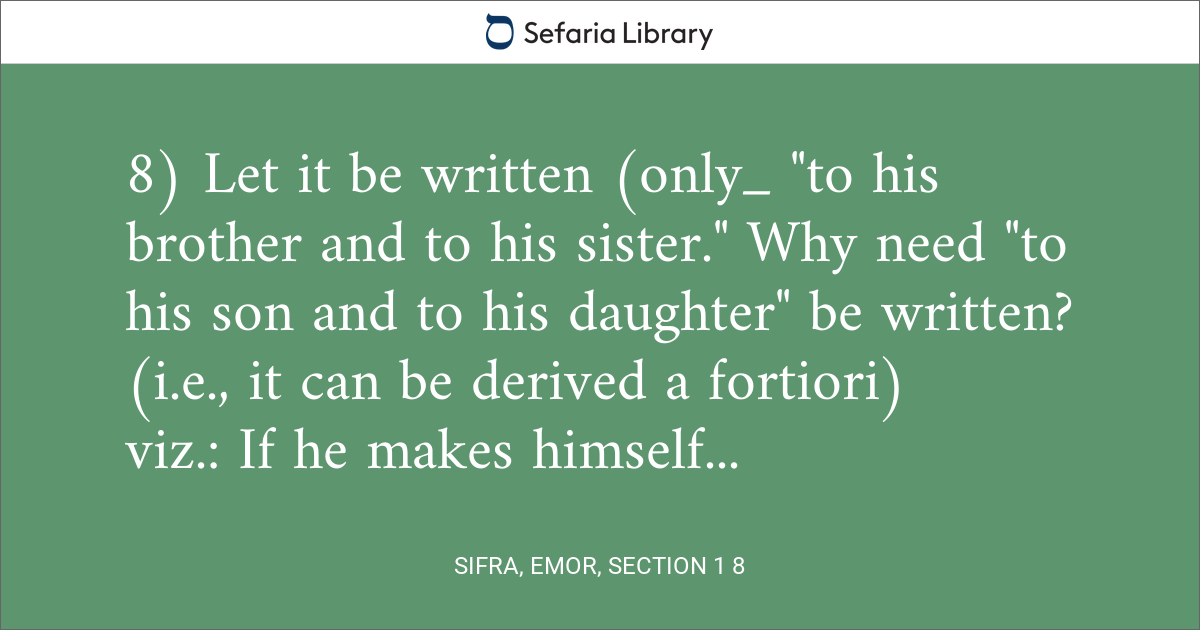 Sifra, Emor, Section 1 8 | Sefaria Library