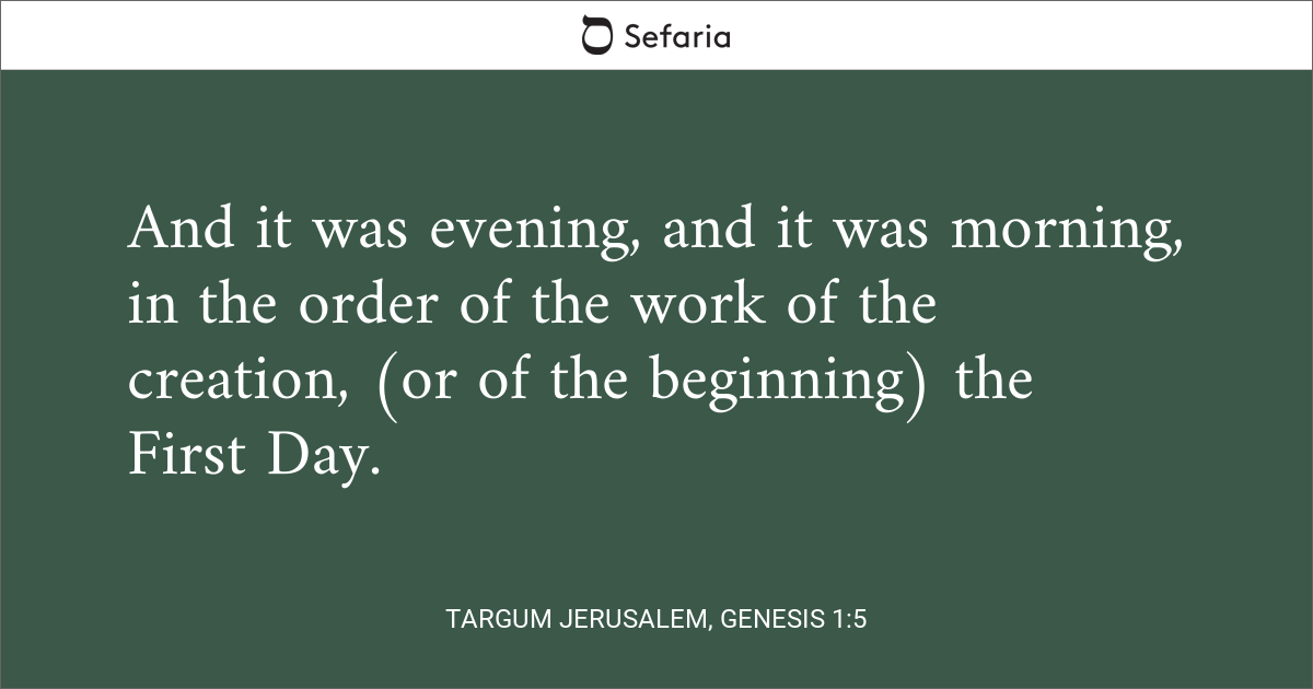 Targum Jerusalem, Genesis 1:5