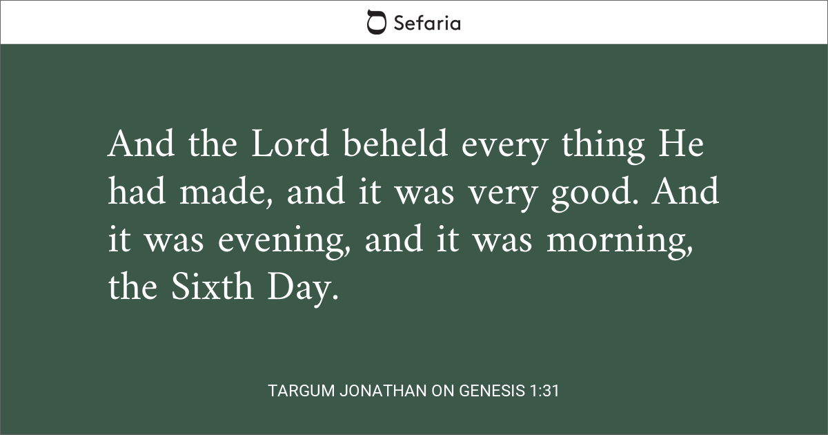 Targum Jonathan on Genesis 1:31