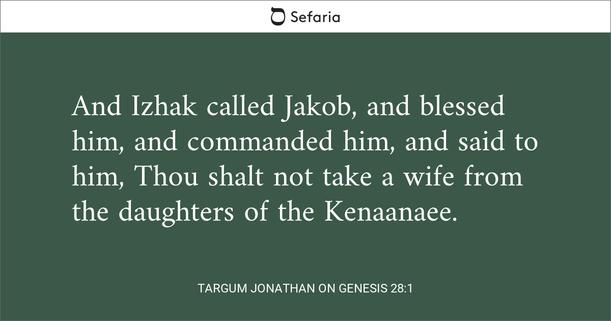 Targum Jonathan on Genesis 28:1