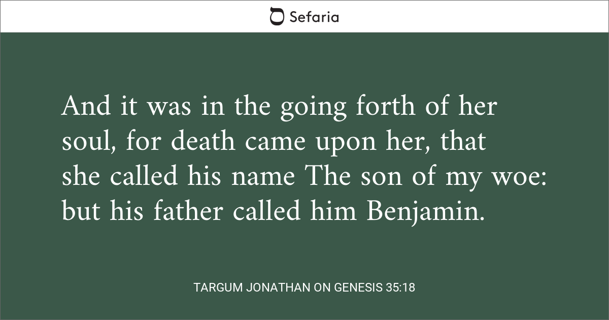 Targum Jonathan on Genesis 35:18